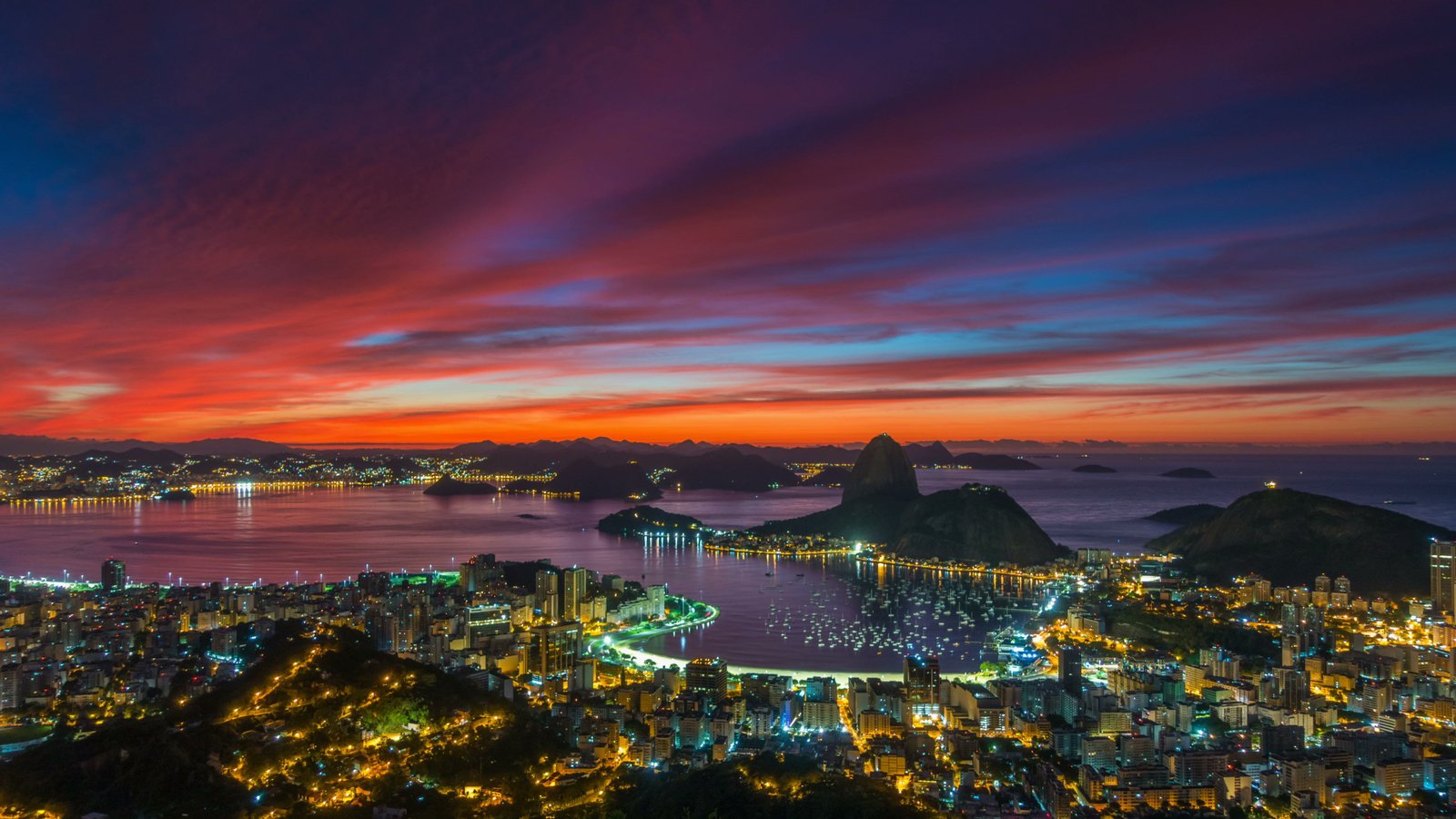 Rio De Janeiro Niterói City Park Sunset Eclipse Red Sky Orange Sun Dark ...